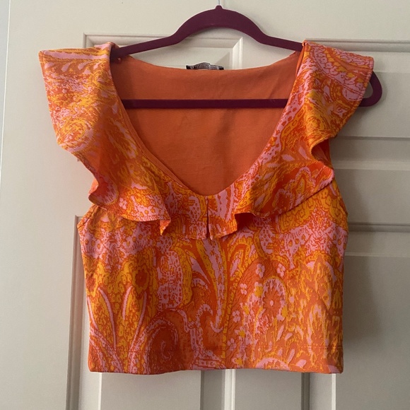 Zara | Tops | Zara Pink And Orange Top | Poshmark